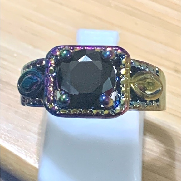 Jewelry | Rainbow Colored Ring With Black Stone | Poshmark